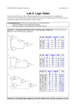 MOD002580 Lab Logbook 0123456 - Faculty of Science and Engineering School of Computing and - Studocu
