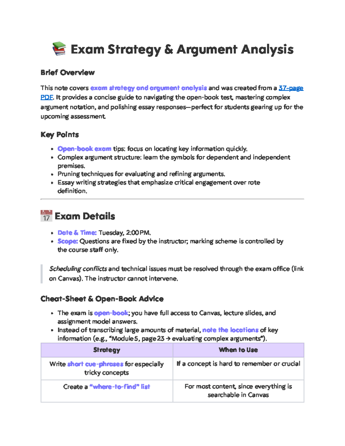 Exam Strategy & Argument Analysis: Lecture Notes 12 Overview - Studocu