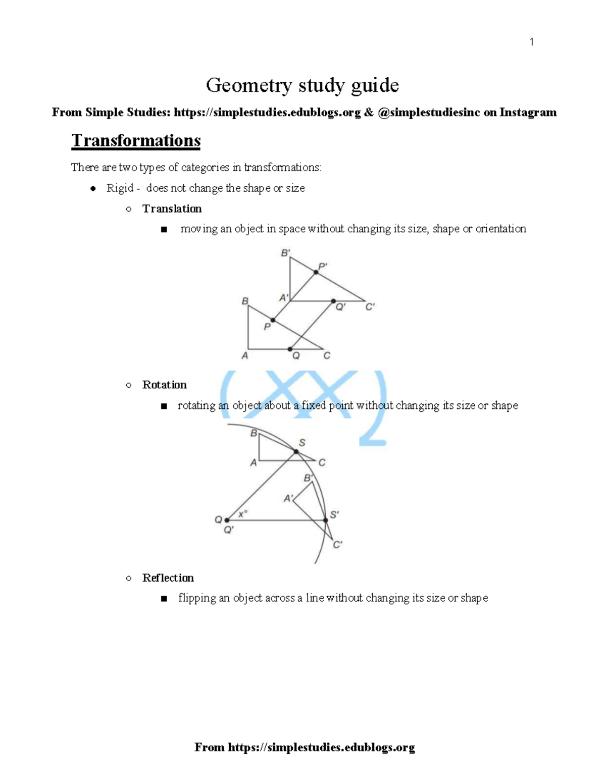 Geometry Study Guide: Transformations and Theorems - Studocu