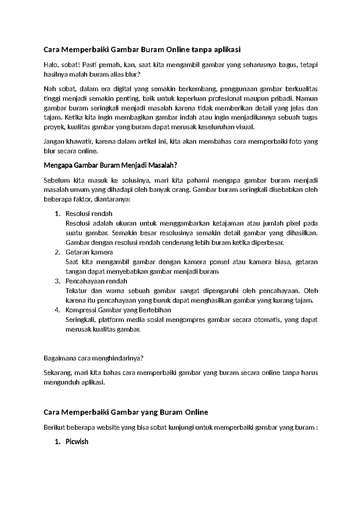 Cara Memperbaiki Gambar Buram Secara Online Tanpa Aplikasi - Studocu