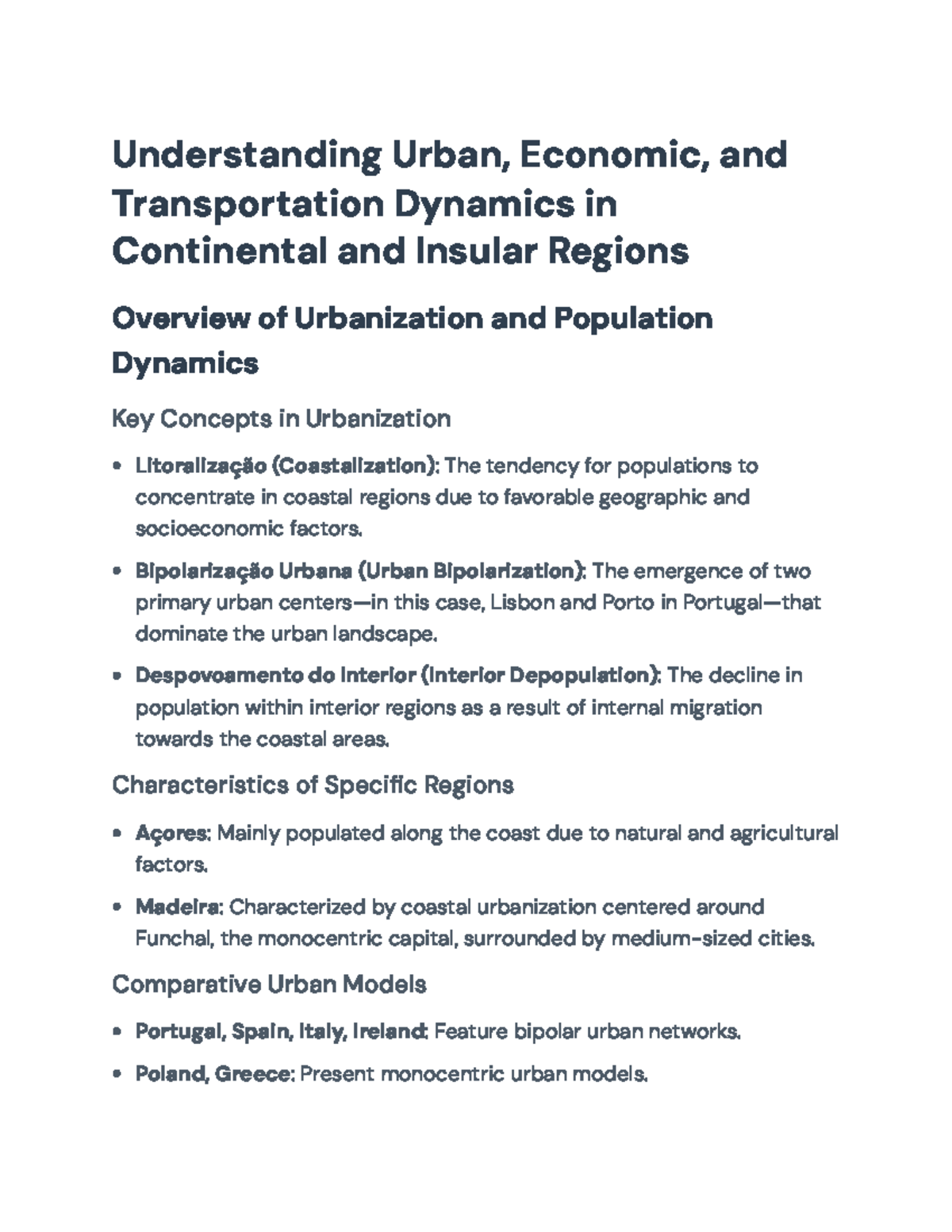 Understanding Urban Dynamics and Transportation Networks (Course Code ...