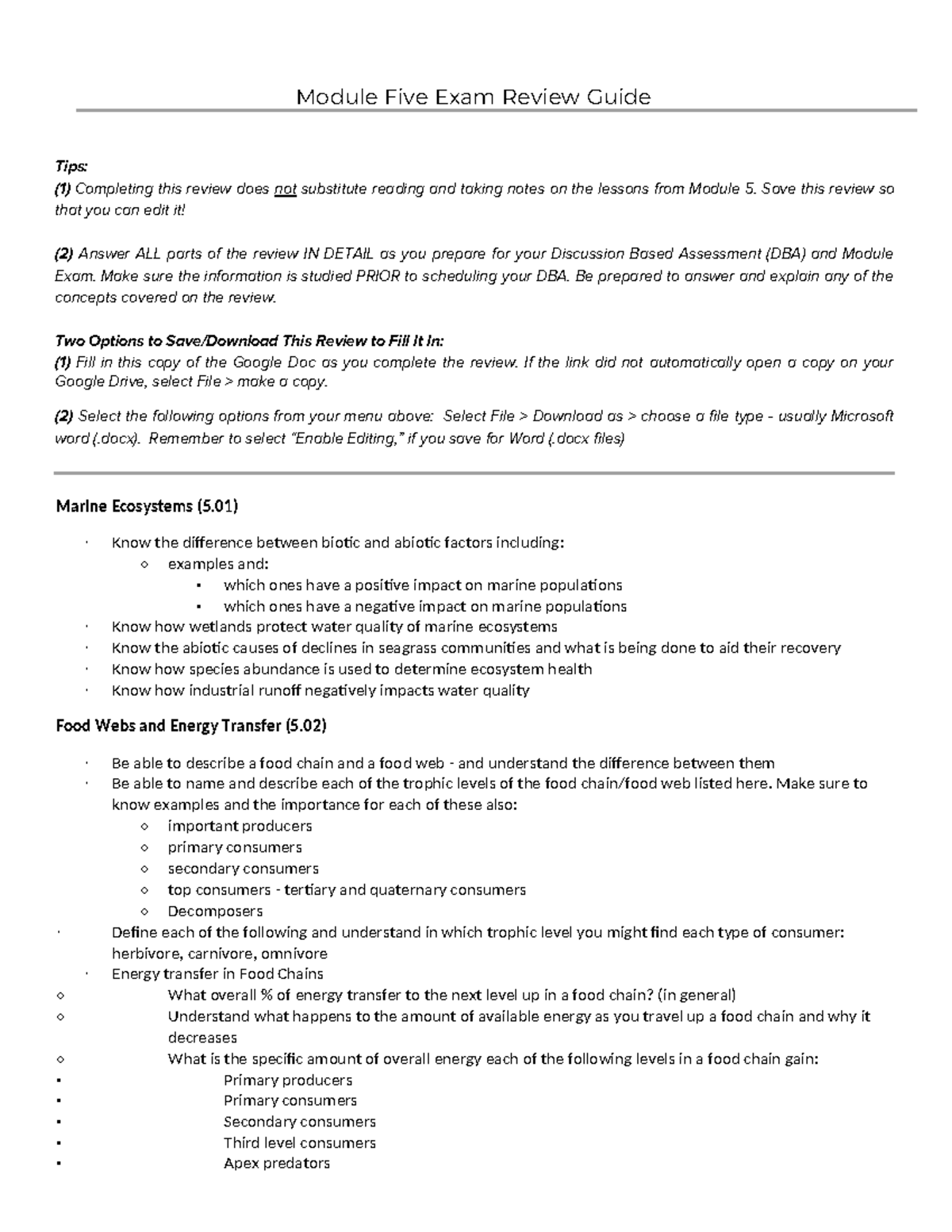 Module 5 (5.01-5.04) Exam Review Guide & Tips for DBA Preparation - Studocu