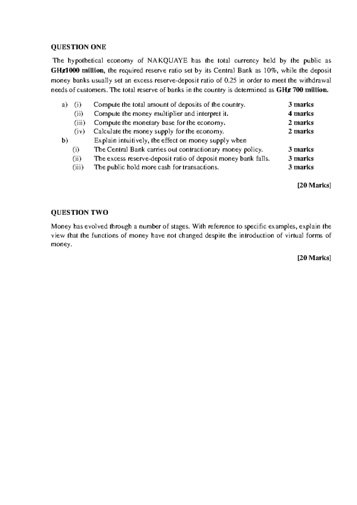 Monetary Economics Tutorial Questions 2: Analyzing Money Supply and ...