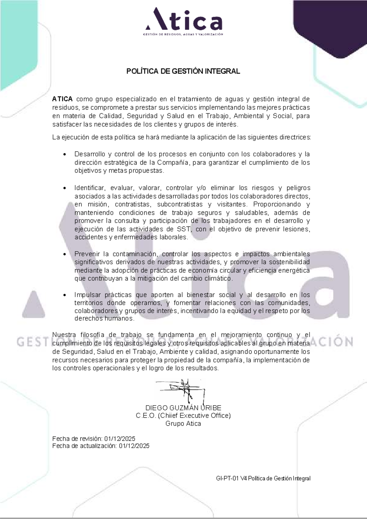GI-PT-01 V4 Política de Gestión Integral de Atica - Studocu