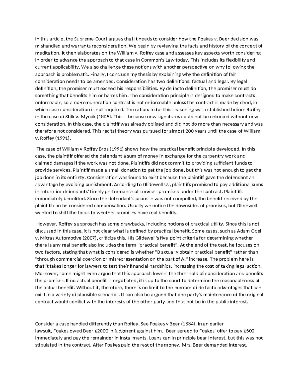 Foakes v. Beer: Contract Law Insights for University of London Students ...