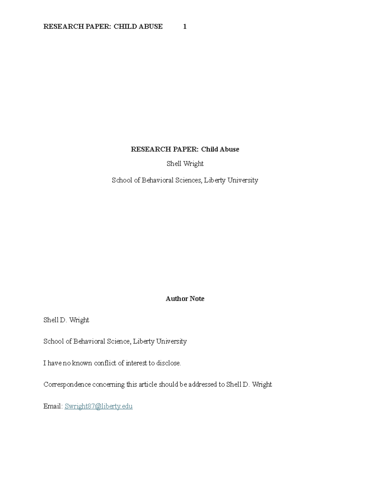 RESEARCH PAPER: Child Abuse Issues and Impacts (SWB 500) - Studocu