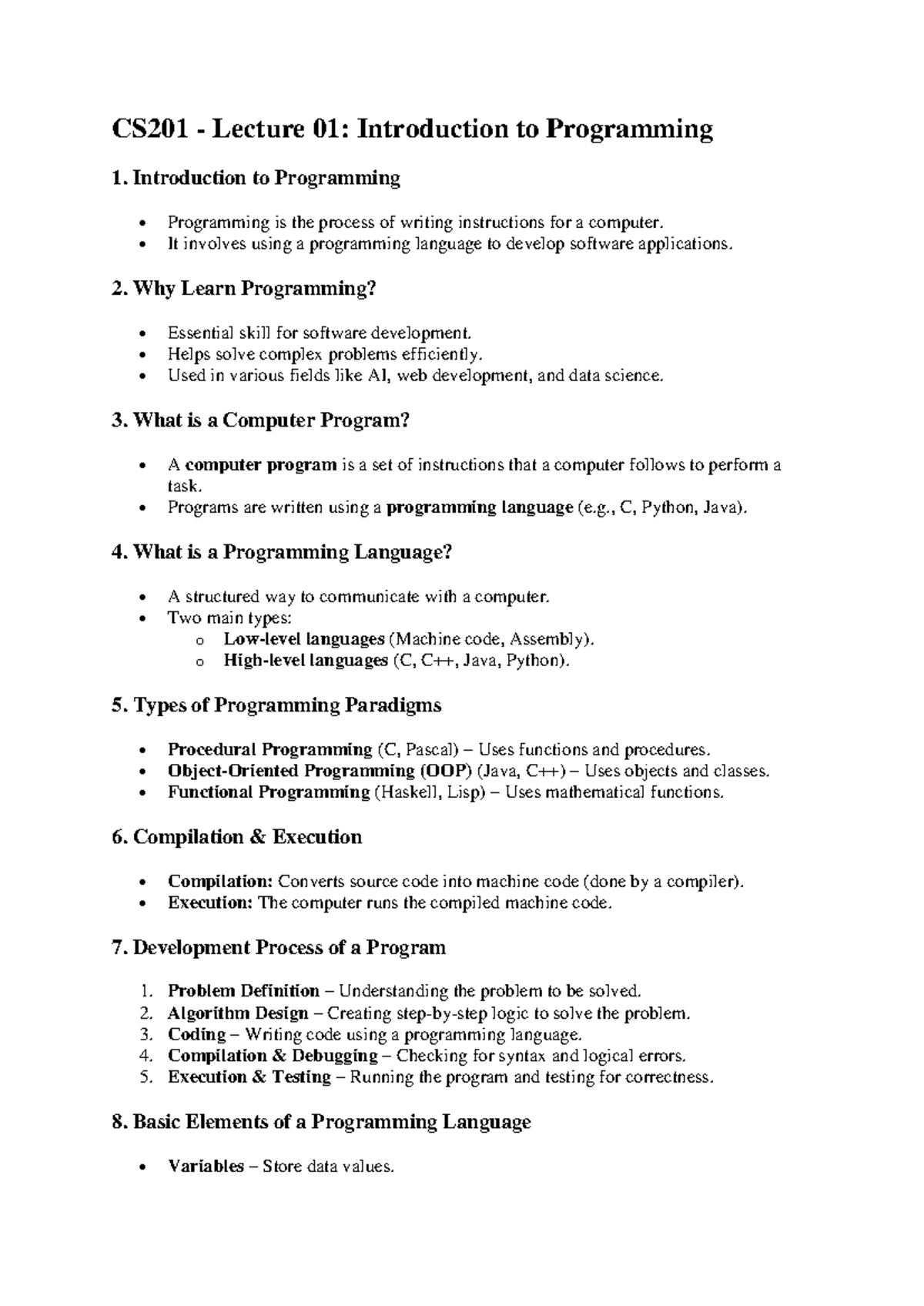 CS201 lec no 01 - lec no 01 - CS201 - Lecture 01: Introduction to ...