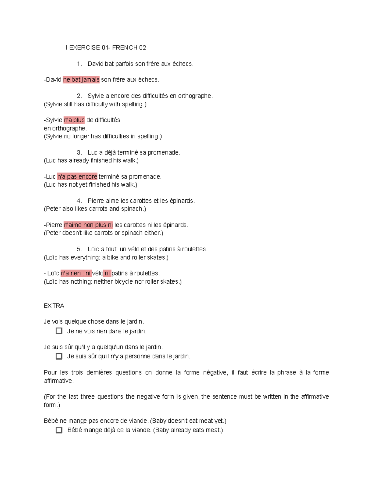 French-02 Midterm Review: Exercise #1 Content and Coverage - Studocu