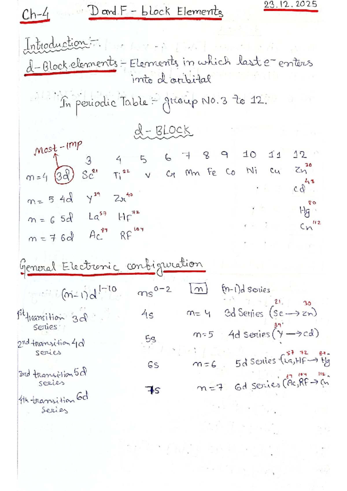 Class 12 Chemistry: d and f Block Elements Complete Notes - Studocu