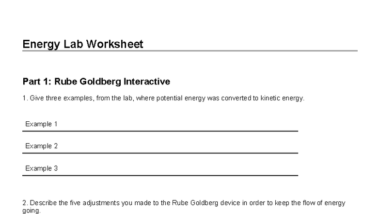 2.01 - Energy Lab Worksheet: Rube Goldberg Device Analysis - Studocu