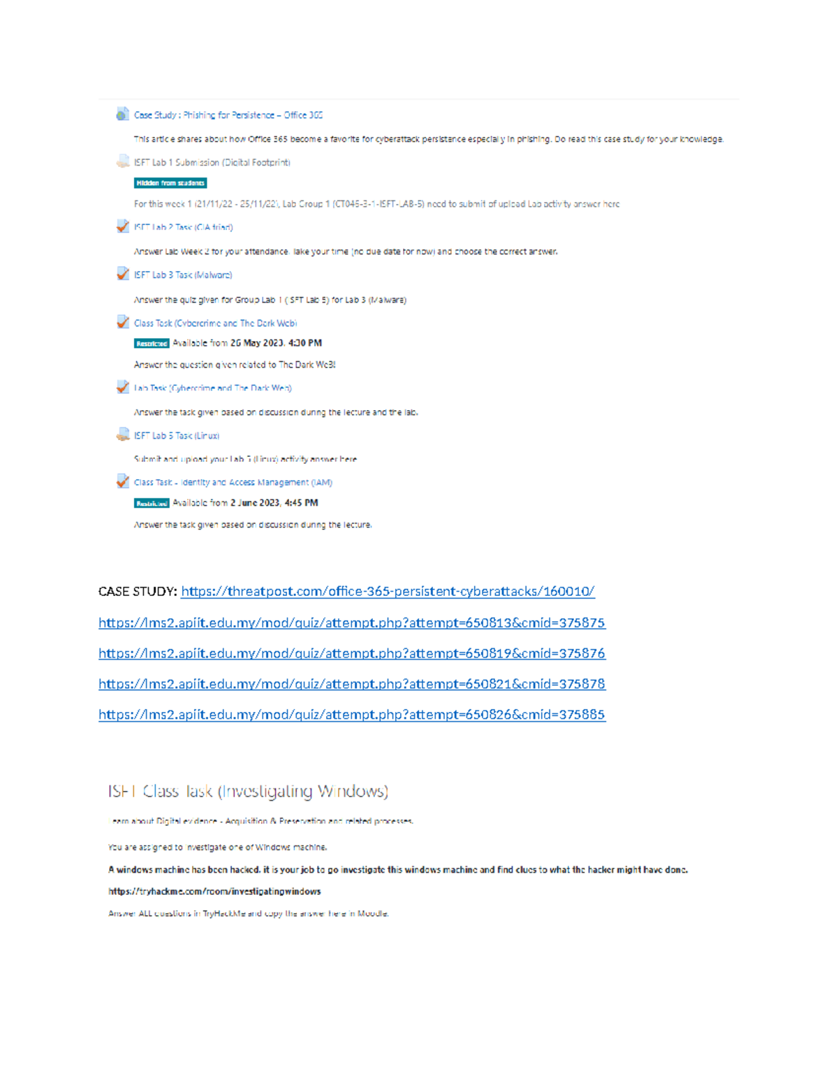 ISFT Case Study: Phishing Persistence in Office 365 - Studocu