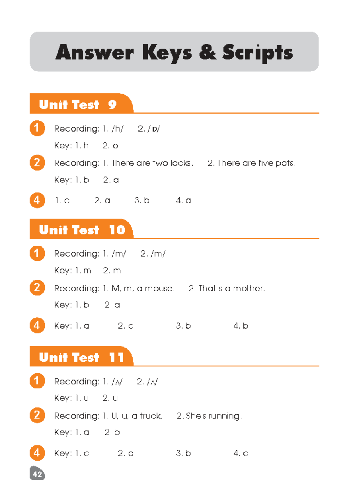 Unit Test Answer Keys: Scripts for Units 9-15 - ABCD - Studocu