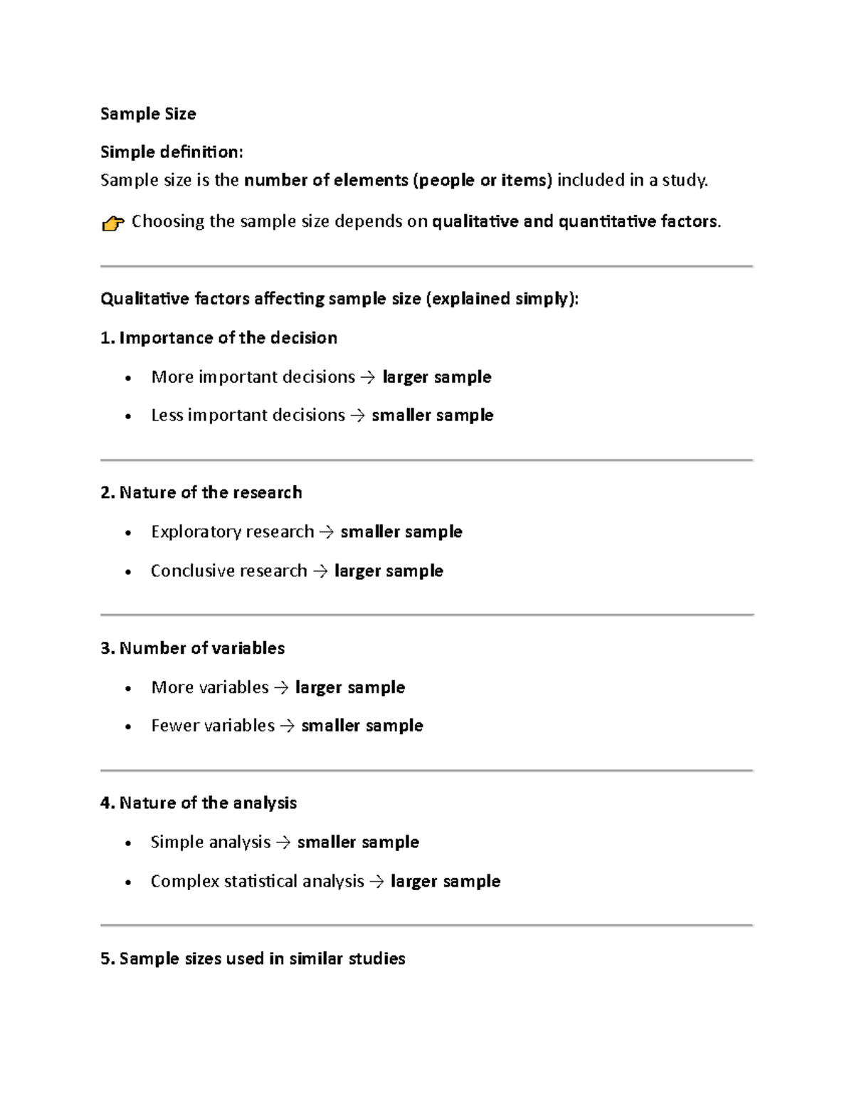 Sample Size Overview: Key Factors Influencing Selection - Studocu
