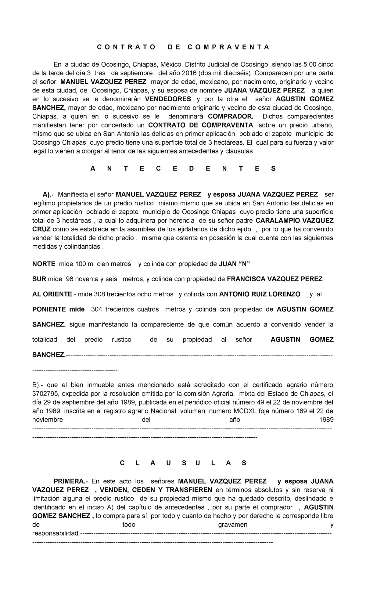 Contrato DE Compraventa Tinoo 28 - C O N T R A T O D E C O M P R A V E ...