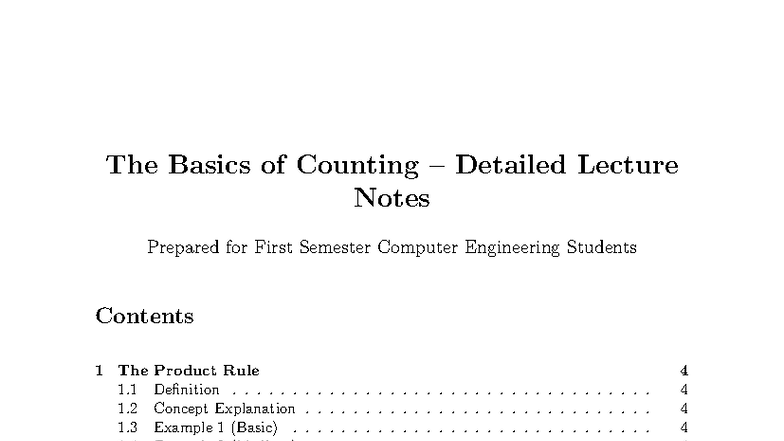 Counting Principles in Discrete Mathematics: Detailed Lecture Notes for ...