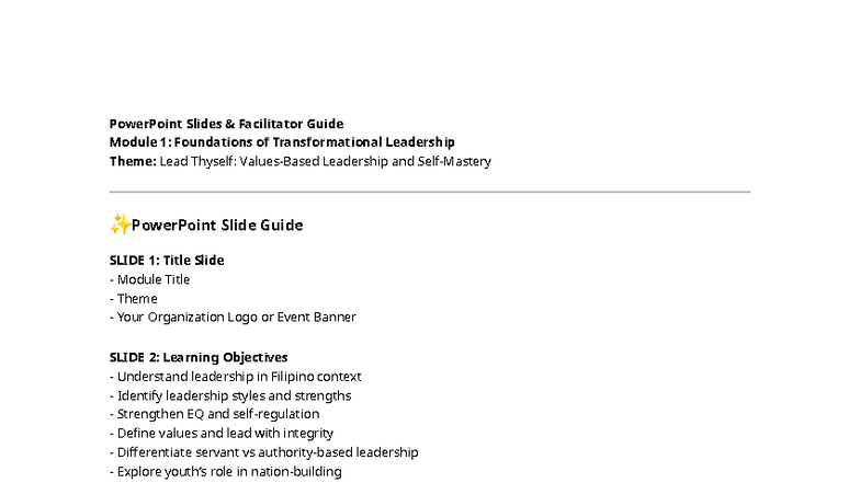 Transformational Leadership Module 1: Foundations & Filipino Context ...