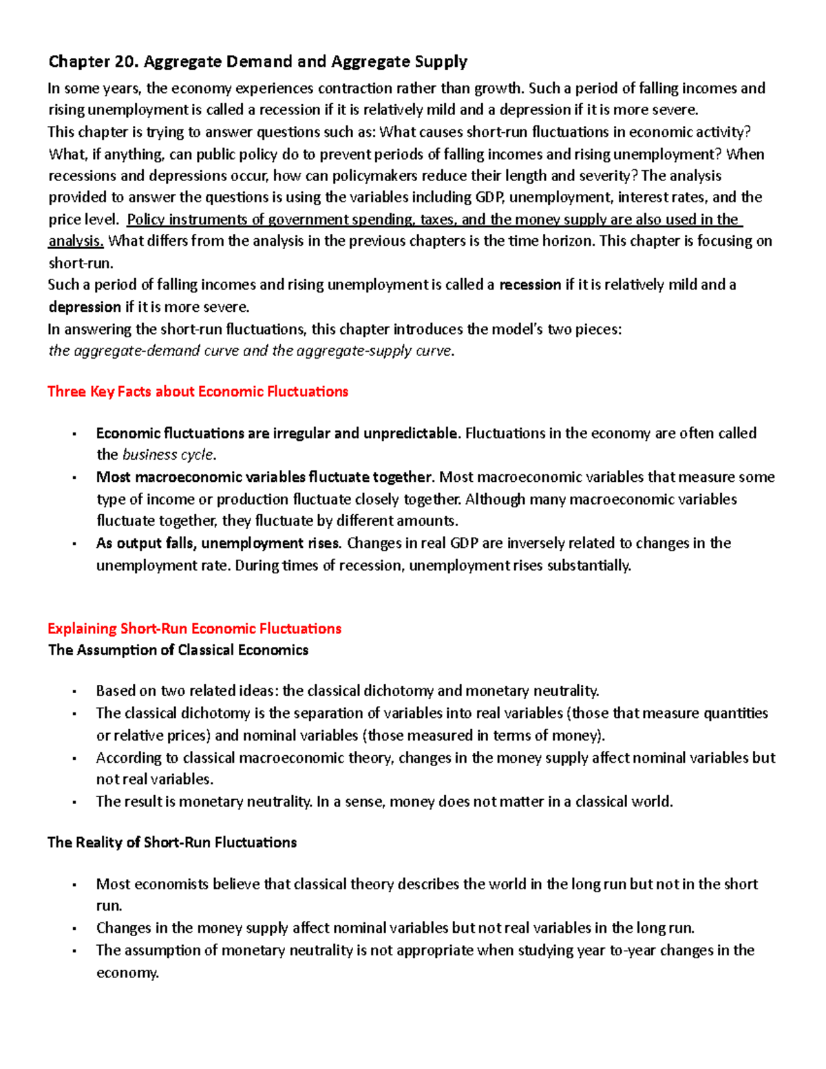 Chapter 20 - Aggregate Demand and Supply Overview in Macroeconomics ...