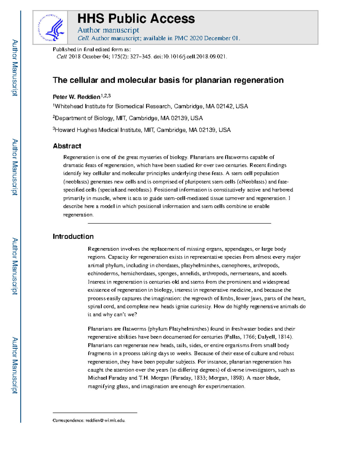 Planarian Regeneration: Cellular and Molecular Insights (BIO 101) - Studocu