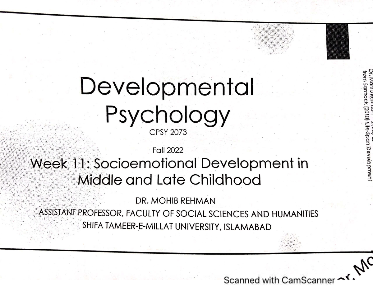 Lecture 9- Socioemotional dev in M-L Childhood - introduction to ...