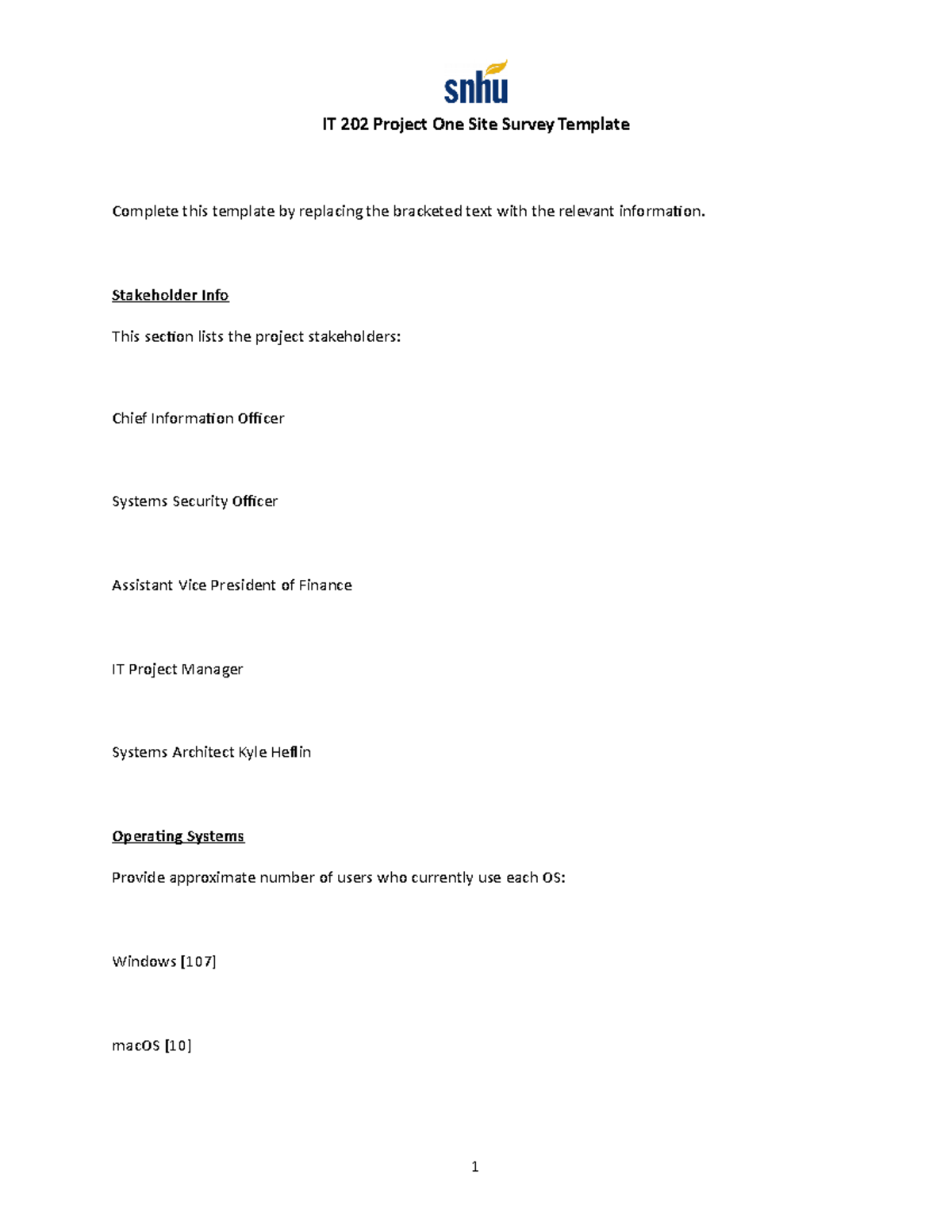 IT 202 Project One: Site Survey Template and Recommendations - Studocu
