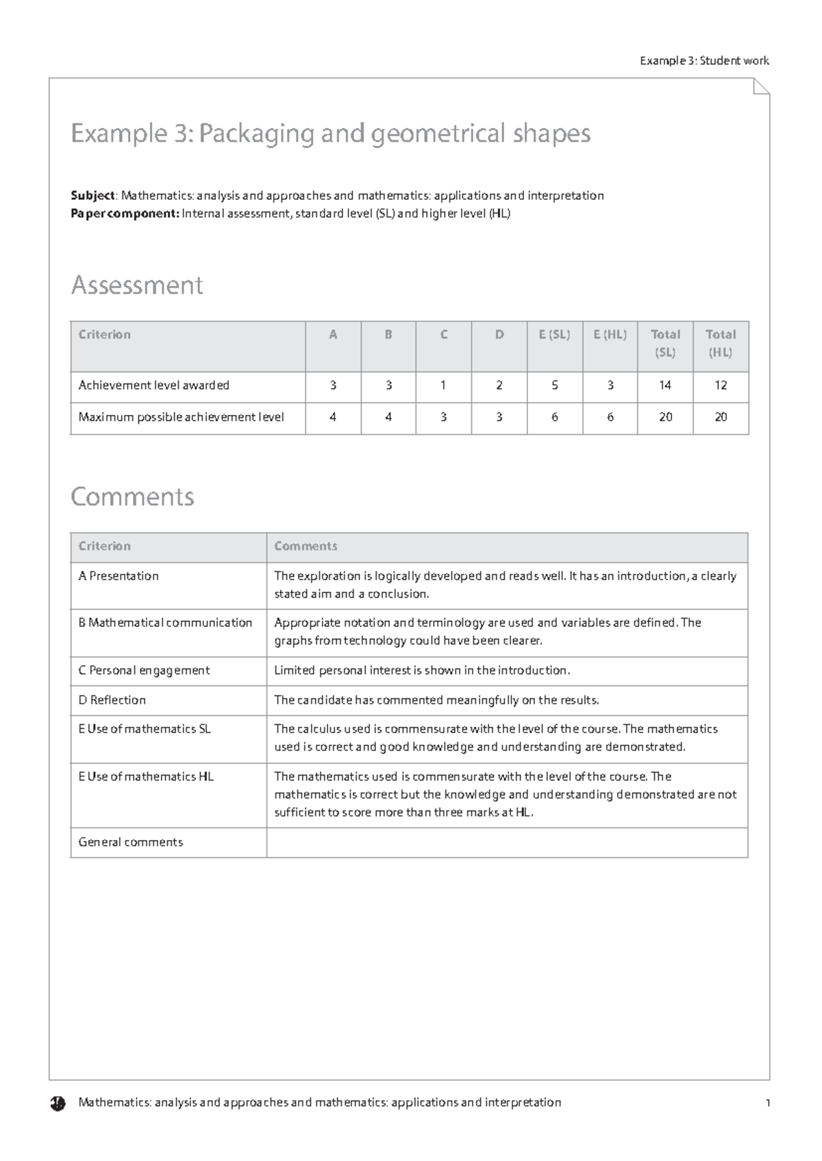 Maths Internal Assessment Example 3: Packaging & Geometry (SL/HL) - Studocu