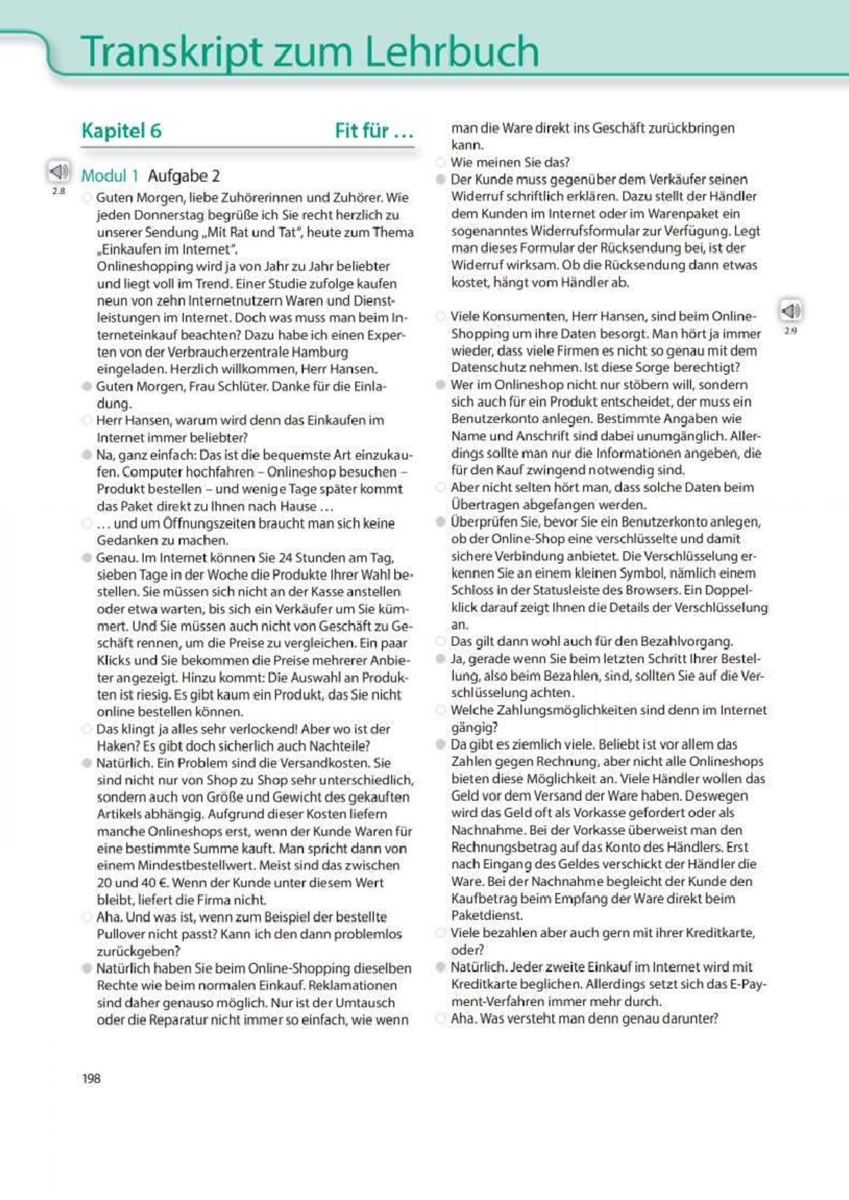 Transkript zum Lehrbuch Kapitel 6: Widerrufsrecht im Online-Shopping - Modul 1 - Studocu