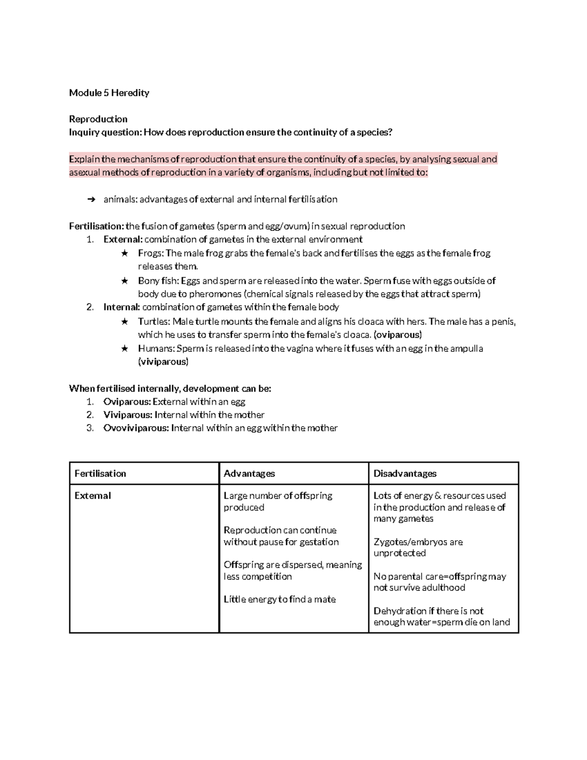 Module 5: Heredity & Reproduction - Mechanisms & Impacts - Studocu