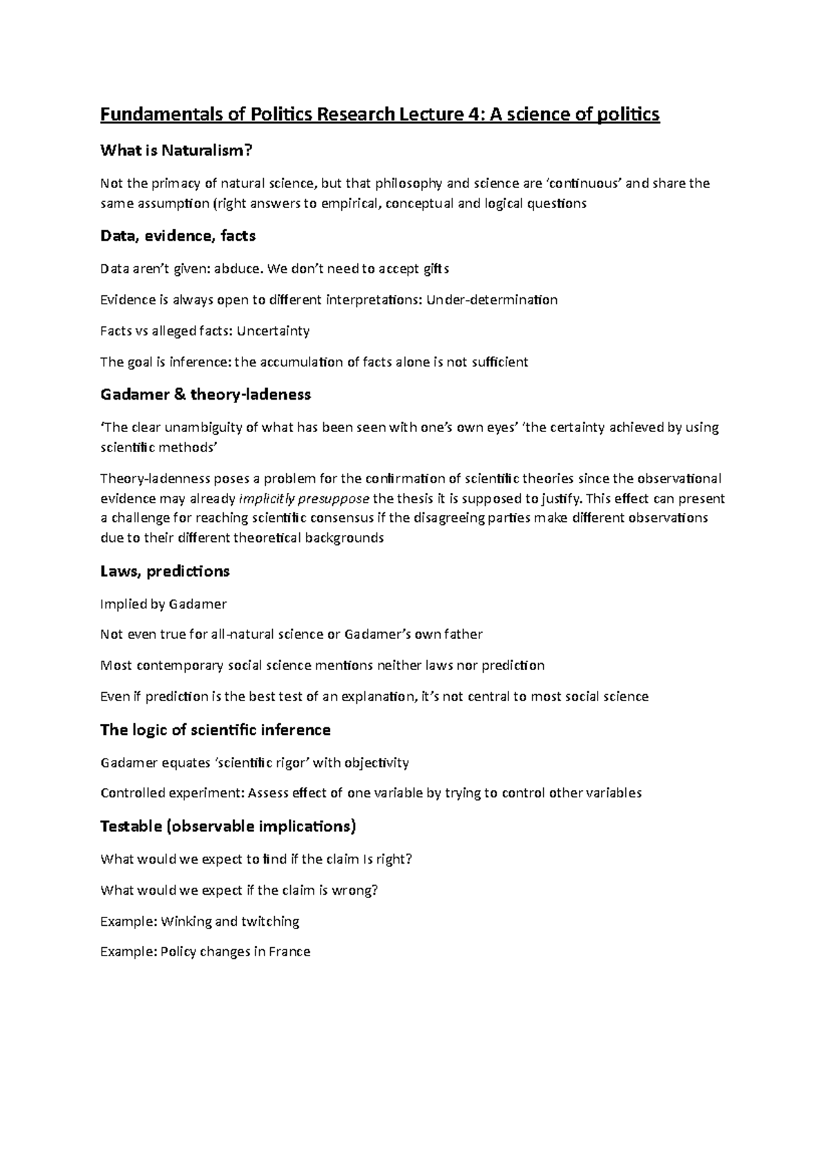 Lecture 4. A science of politics - Fundamentals of Politics Research ...