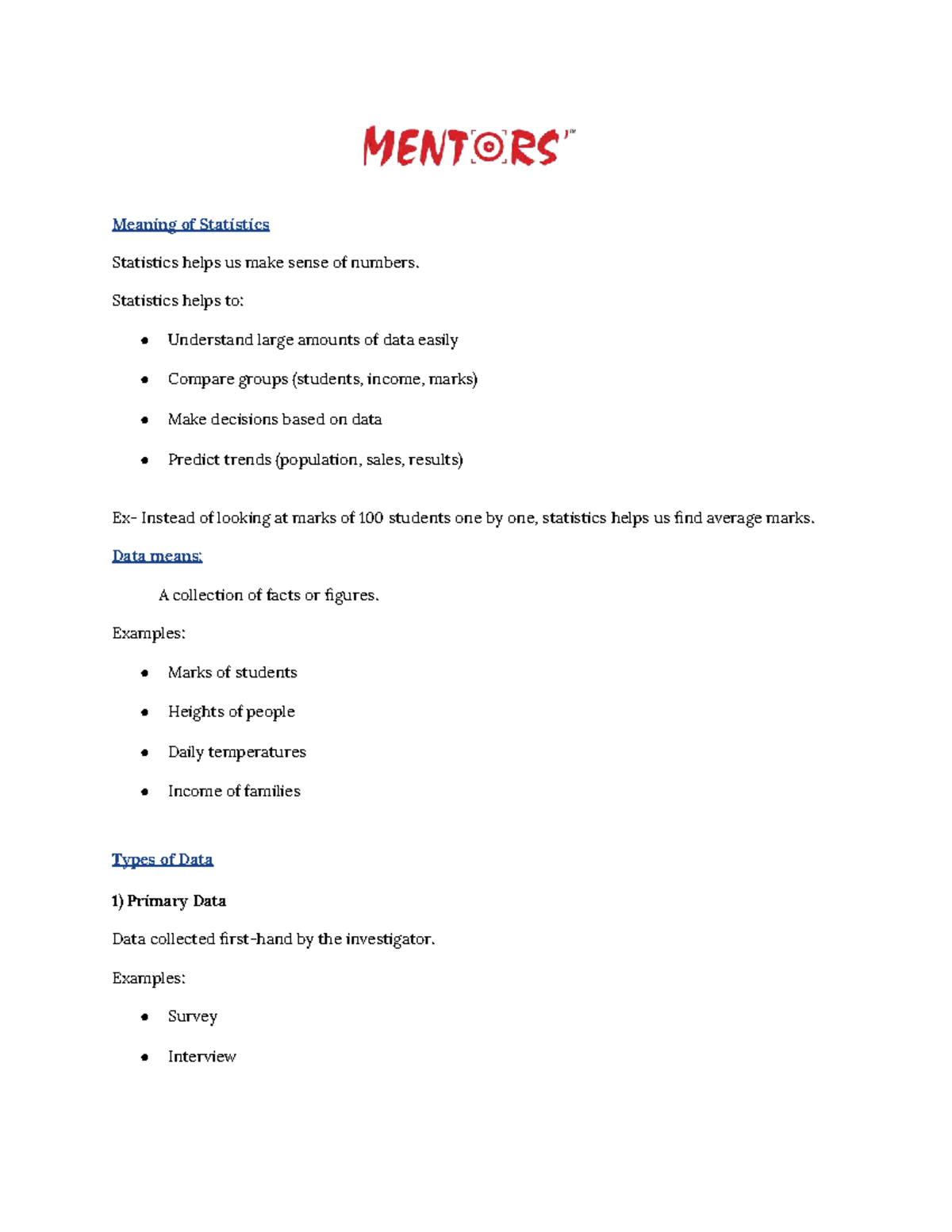Statistics Notes (Course Code: ST101) - Understanding Data and Analysis ...