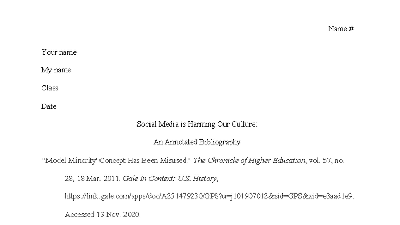 Annotated Bibliography Example: Social Media's Cultural Impact - Studocu