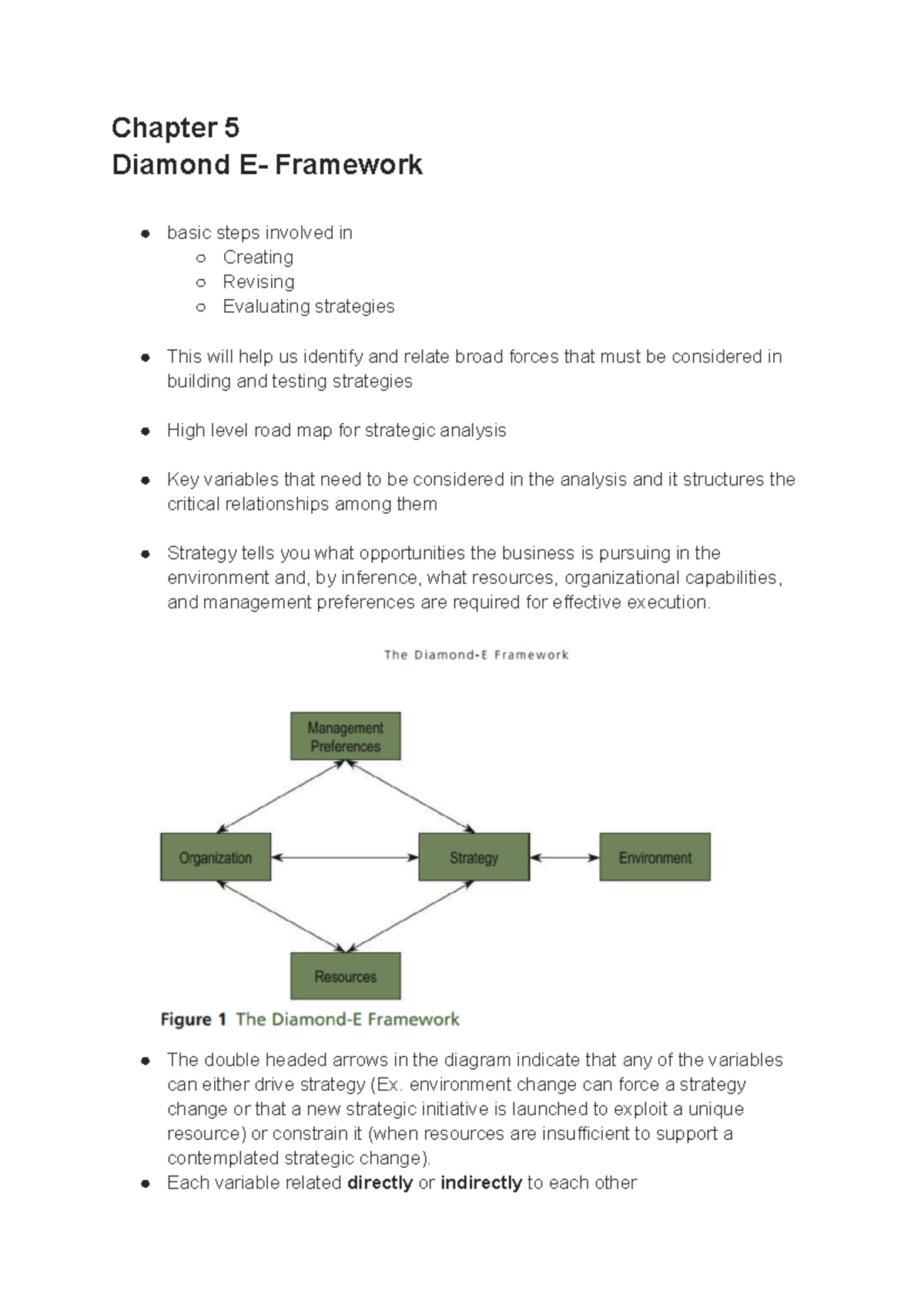 Chapter 5: Analysis of the Diamond E-Framework for Strategy - Studocu