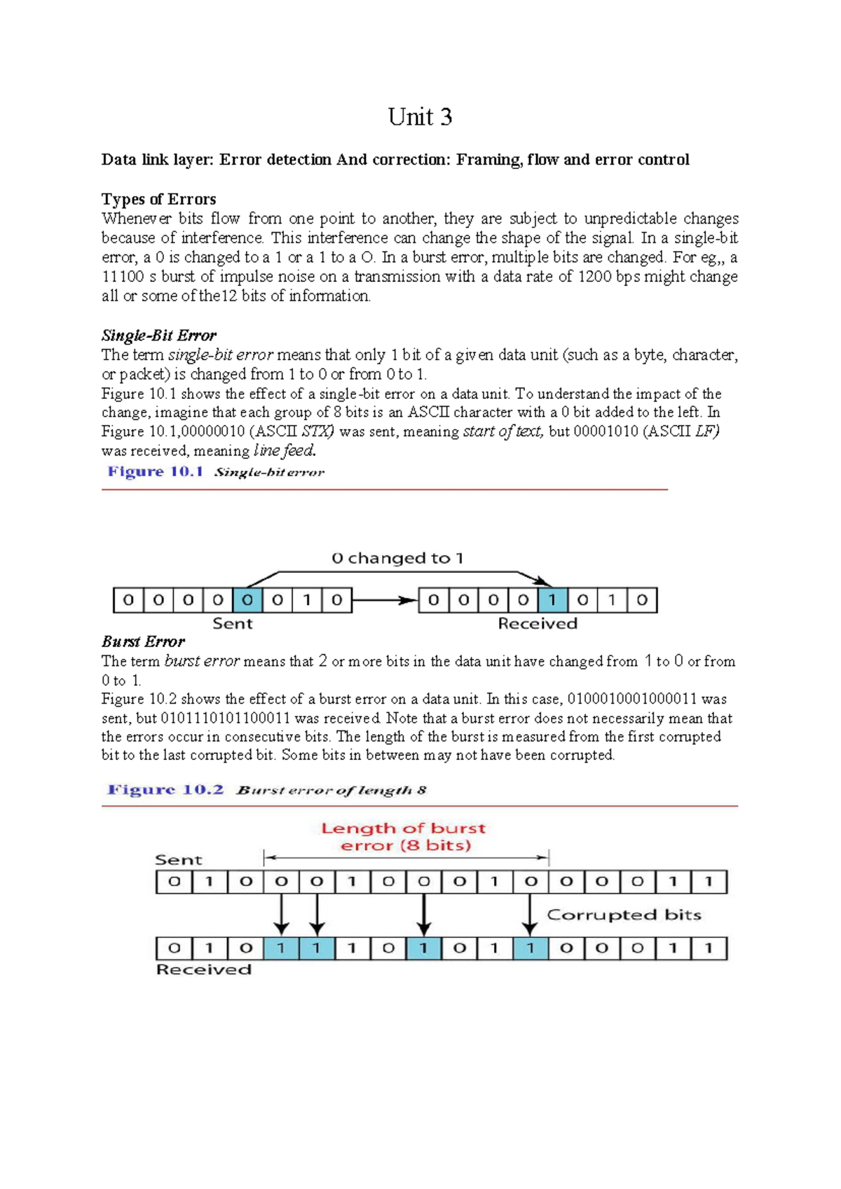 Computer Networks Module 3: Data Link Layer Errors and Corrections - Studocu