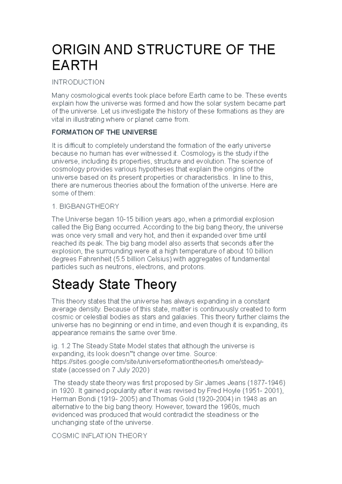 Origin and Structure of the Earth: Formation Theories Explored - Studocu