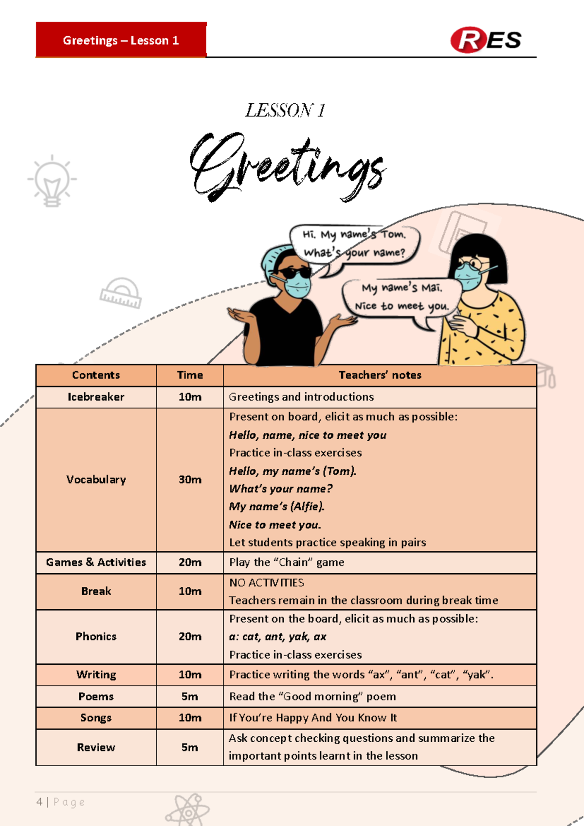 SB Lesson 1: Greetings and Introductions Activities - Studocu