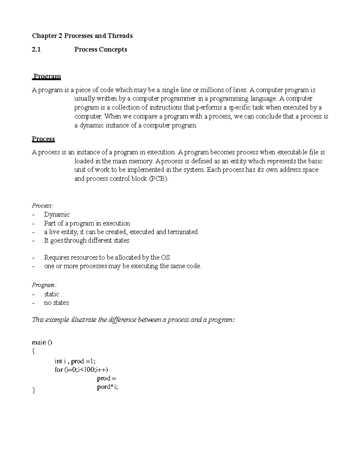 OS Chapter 2: Understanding Processes and Threads Concepts - Studocu
