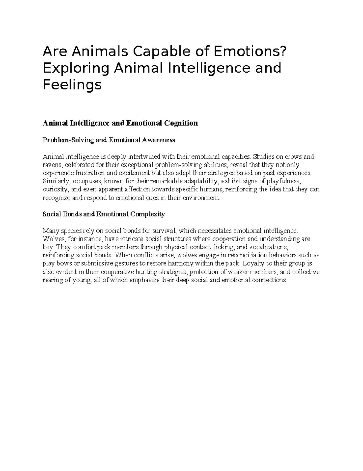 Are Animals Capable of Emotions-5 - Are Animals Capable of Emotions ...