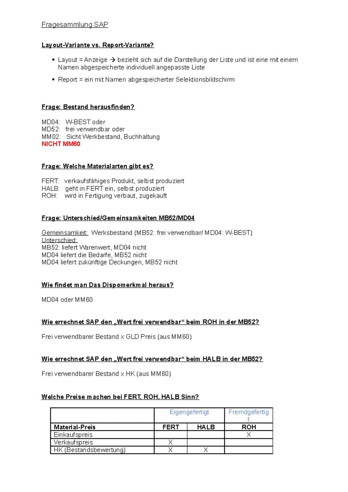 SAP 2.1 - Zusammenfassung der Materialbedarfsplanung und Disposition ...