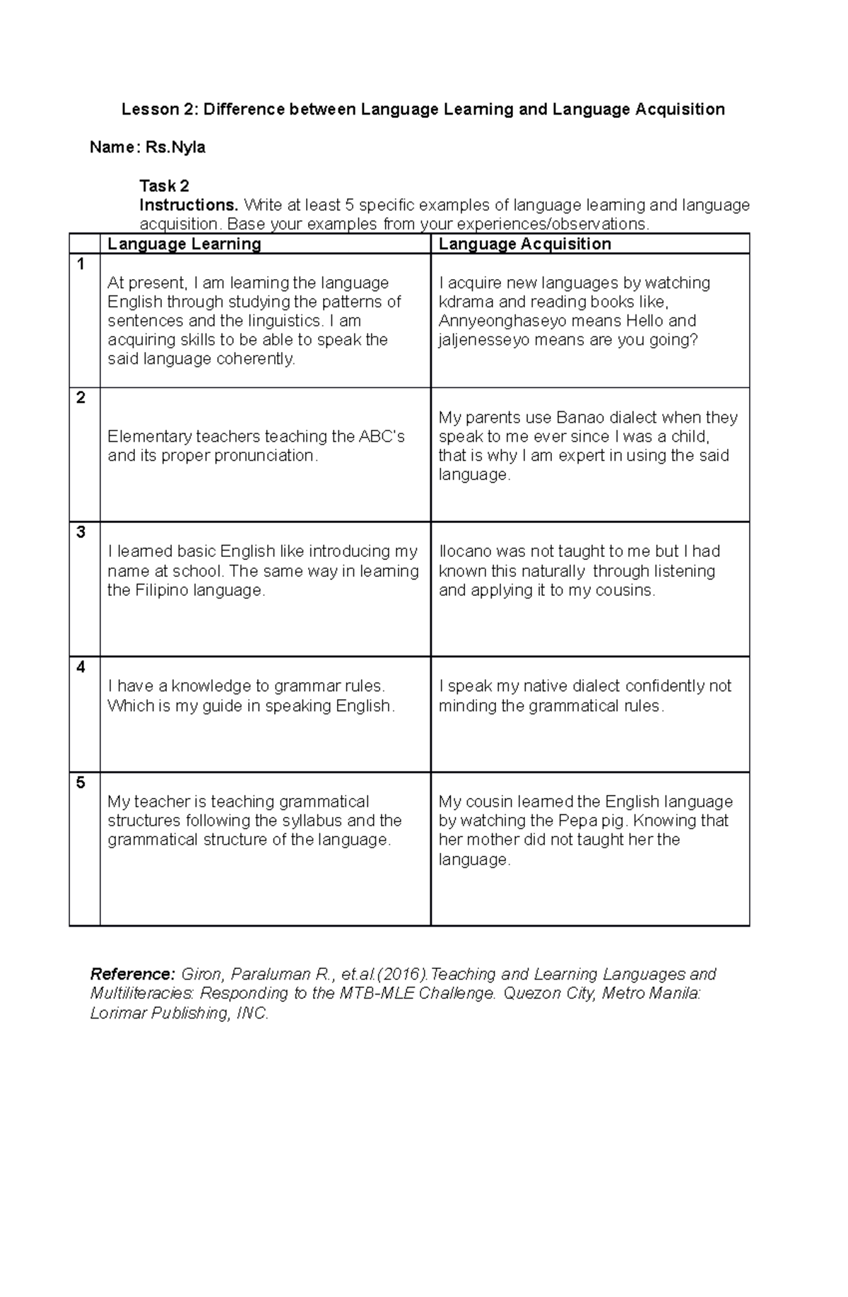 5 specific examples of language learning and language acquisition ...