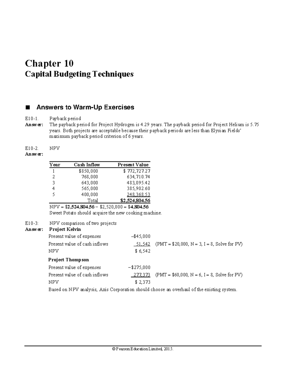 Chapter+10-1 - Solutions - © Pearson Education Limited, 2015. Chapter ...