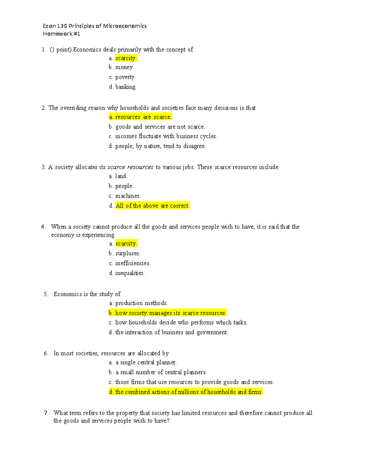Econ 130 Principles of Microeconomics - Homework 1 Review - Studocu