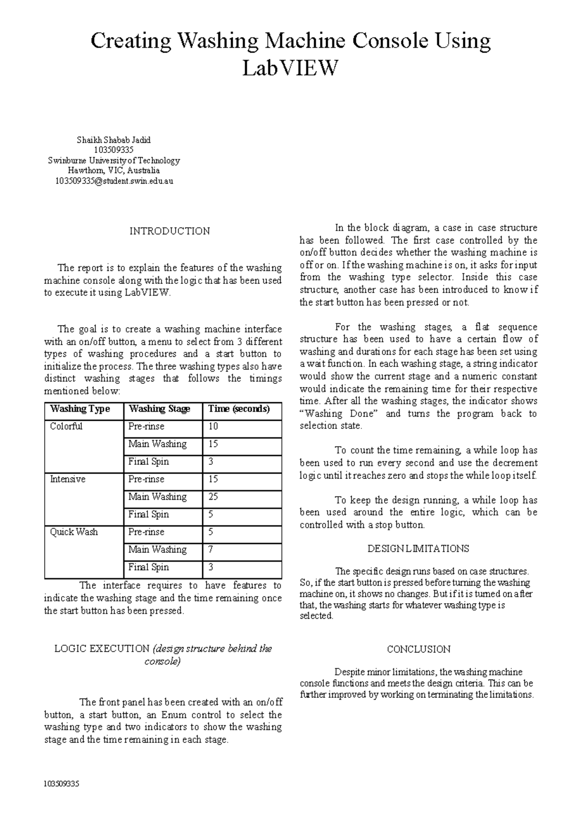 Assignment 4: Washing Machine Console Design in LabVIEW (103509335 ...
