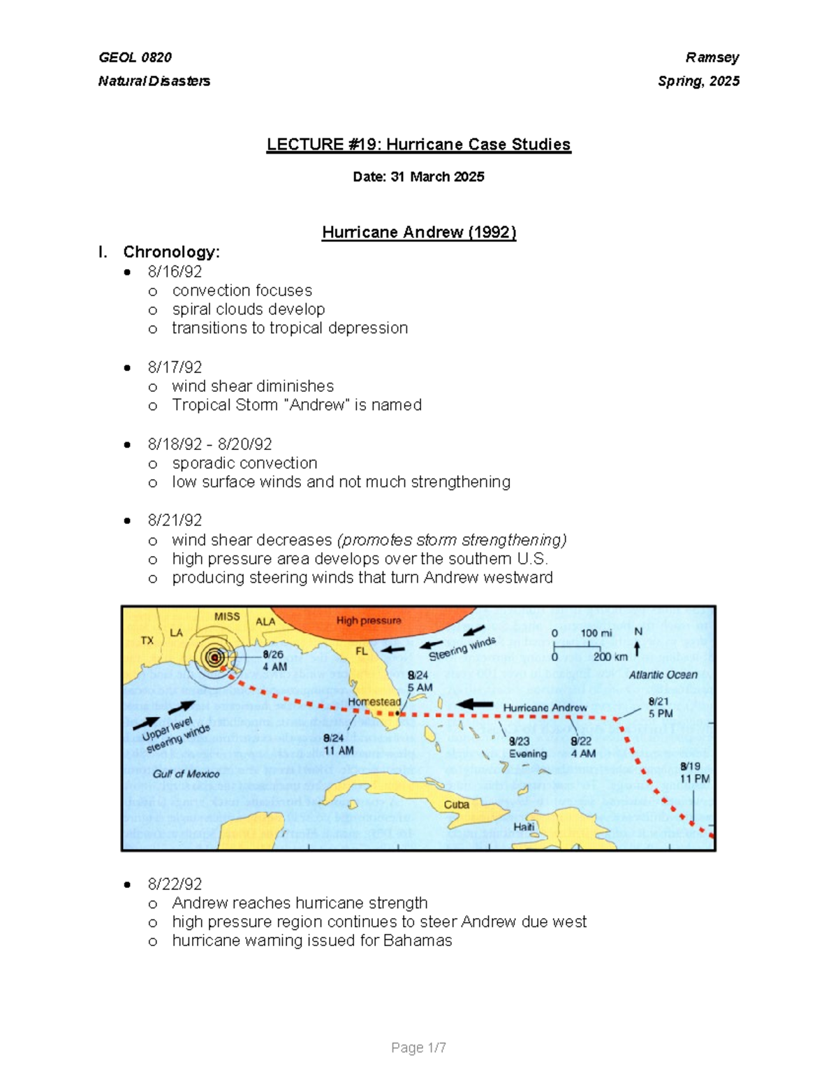 GEOL 0820: Lecture #19 - Hurricane Case Studies (Andrew, Katrina, Maria ...