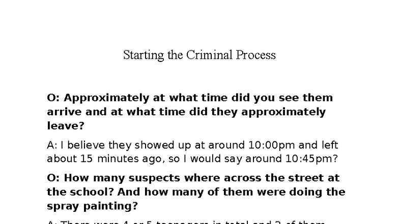 Criminal Process Insights: Witness Testimony Analysis - Studocu