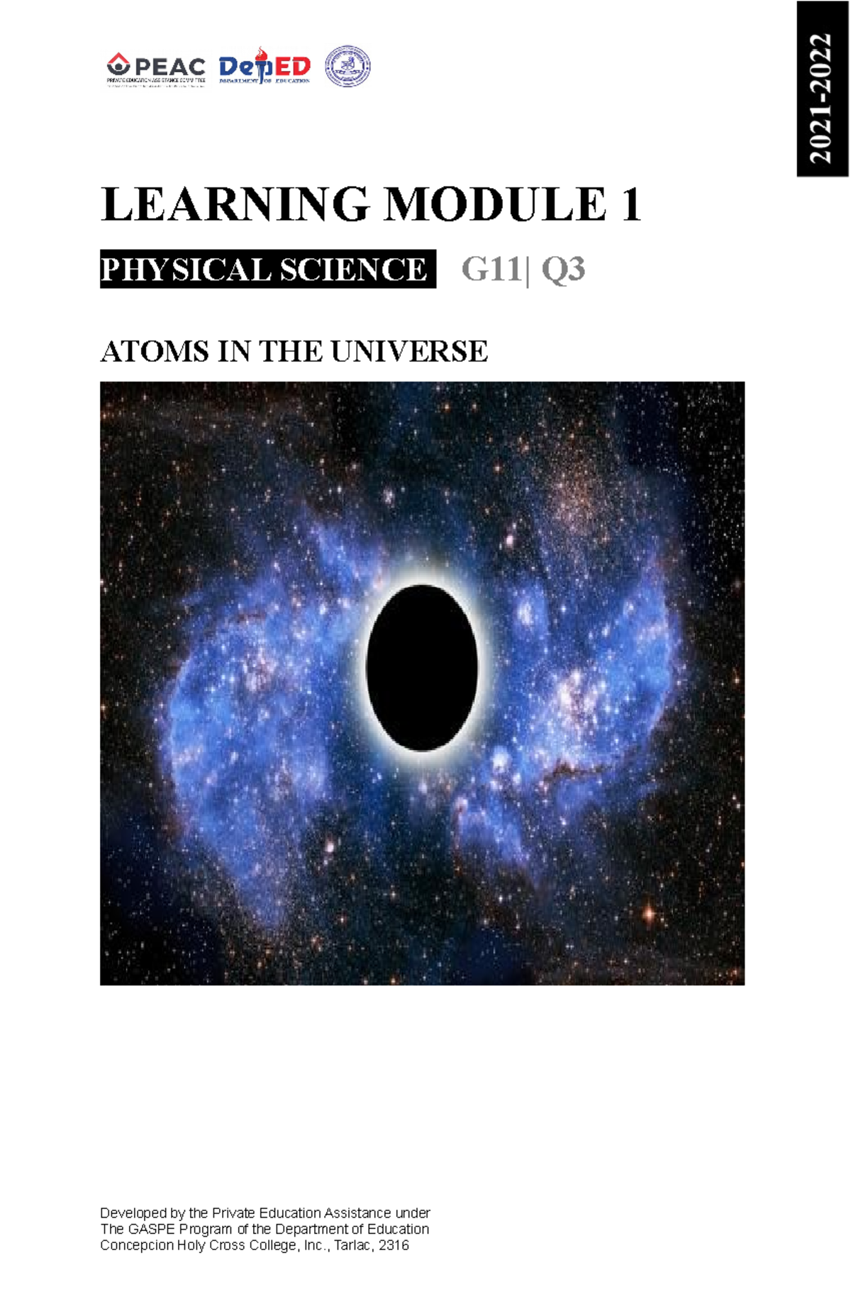 Grade 11 Physical Science - Module 1 (Q3) - LEARNING MODULE 1 PHYSICAL SCIENCE G11| Q ATOMS IN ...