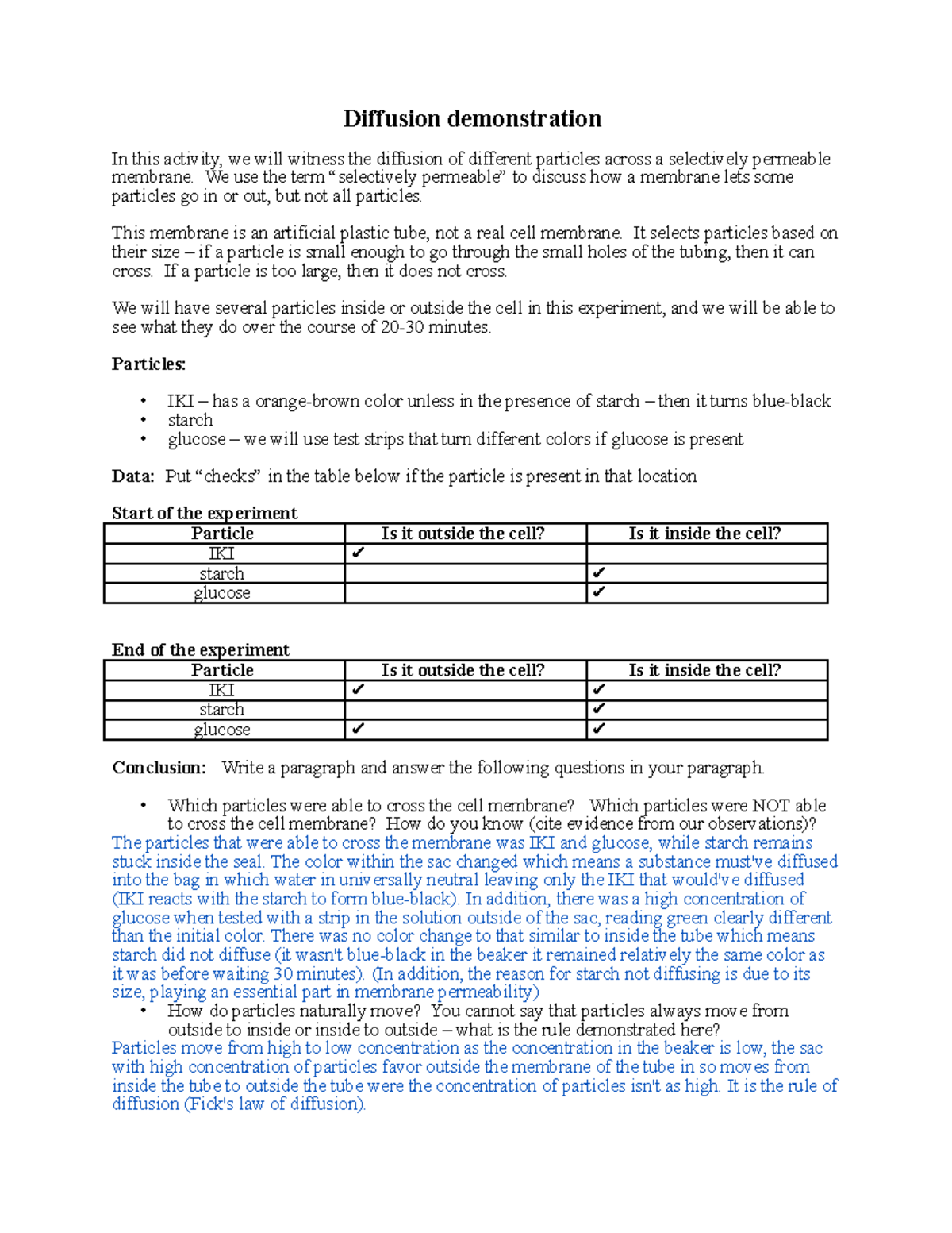 Diffusion demo - completed lab - Diffusion demonstration In this ...