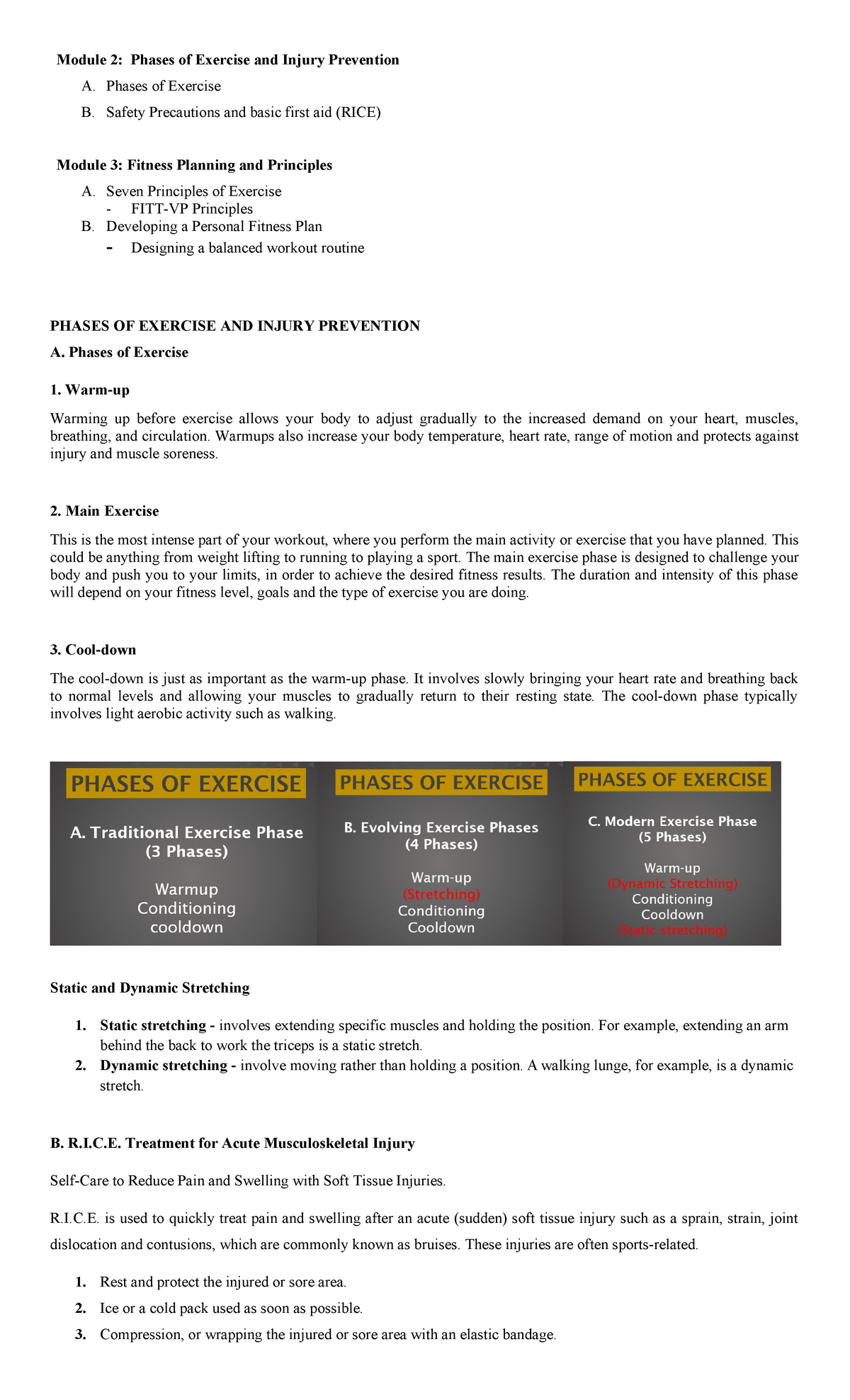 Module 2 3 Pathfit 112 1 - Lesson on Exercise Phases & Injury ...