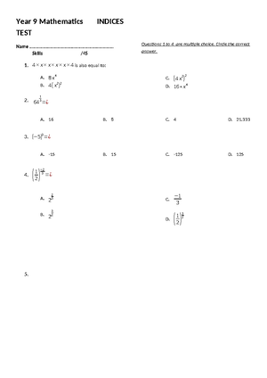 Year 9 Math - Grade: 9 - Secondary School - Studocu