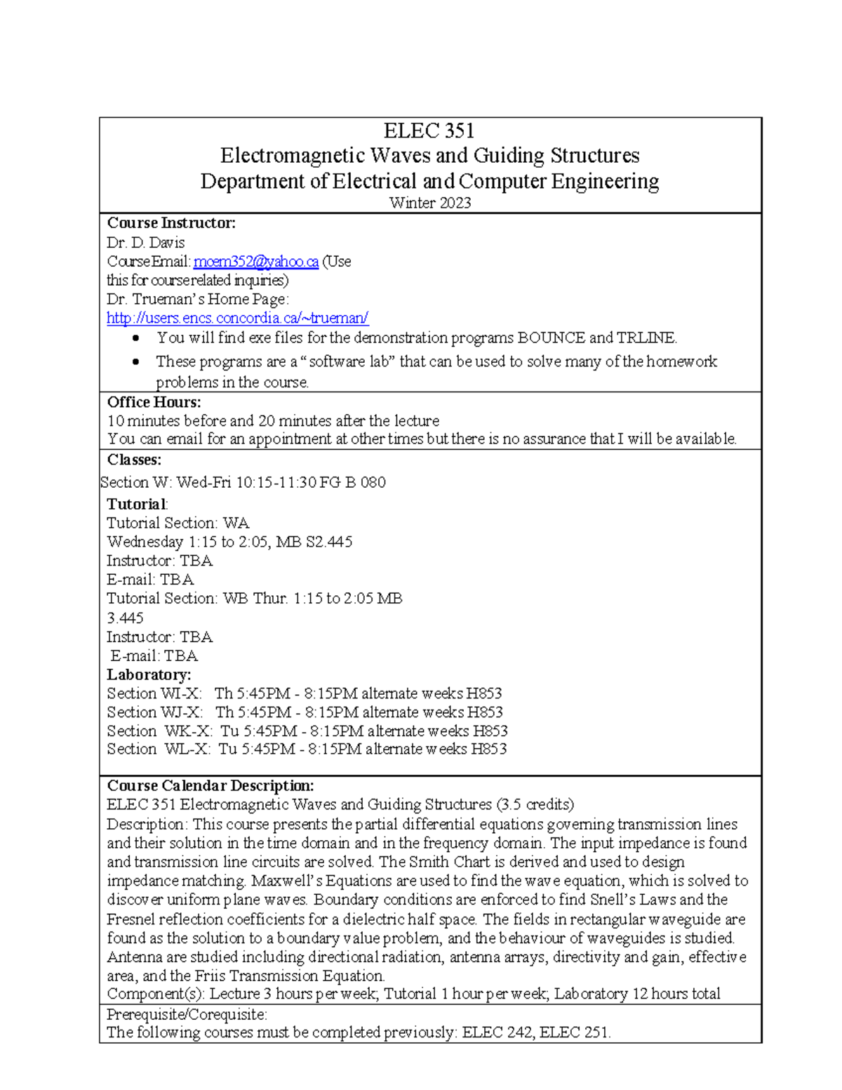 ELEC 351 Electromagnetic Waves & Guiding Structures Outline Winter 2024 ...