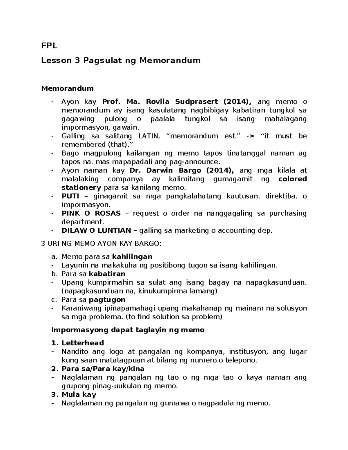FPL 1ST Quarter Lesson on Pagsulat ng Memorandum at Panukalang Proyekto ...