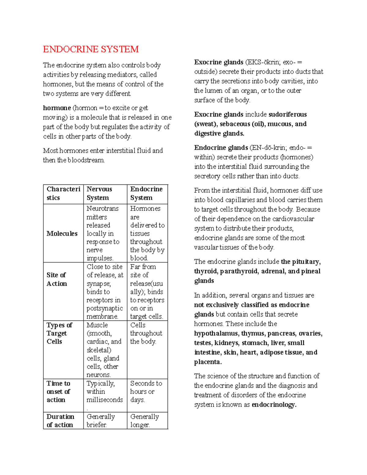 ENDOCRINE SYSTEM - Comprehensive Study Notes for Review - Studocu